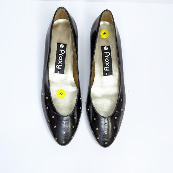 Proxy | Shoes | Vintage Leather Studded Flats Womens 8 Black 9s Proxy ...